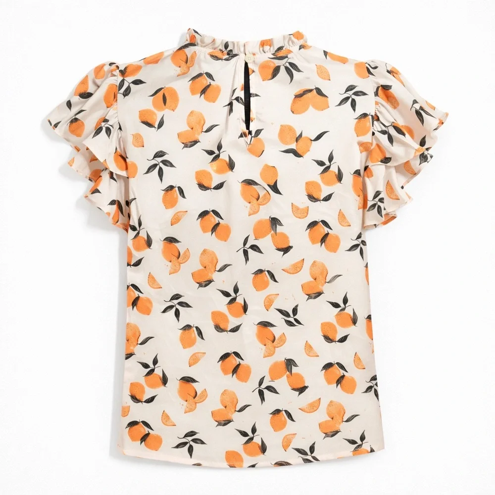 Shop The Mint | Tops | Shop The Mint Citrus Print Ruffle Blouse Fresh ...